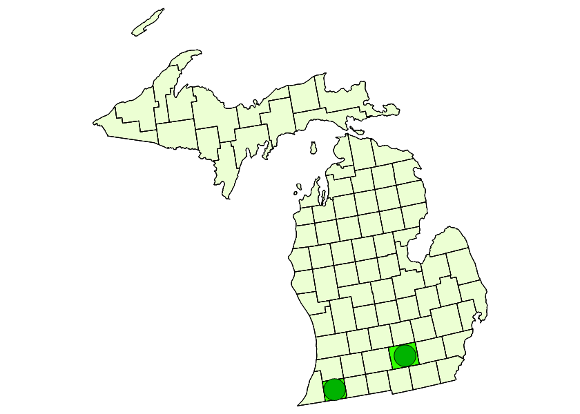 Neonympha m mitchellii, USA Michigan map